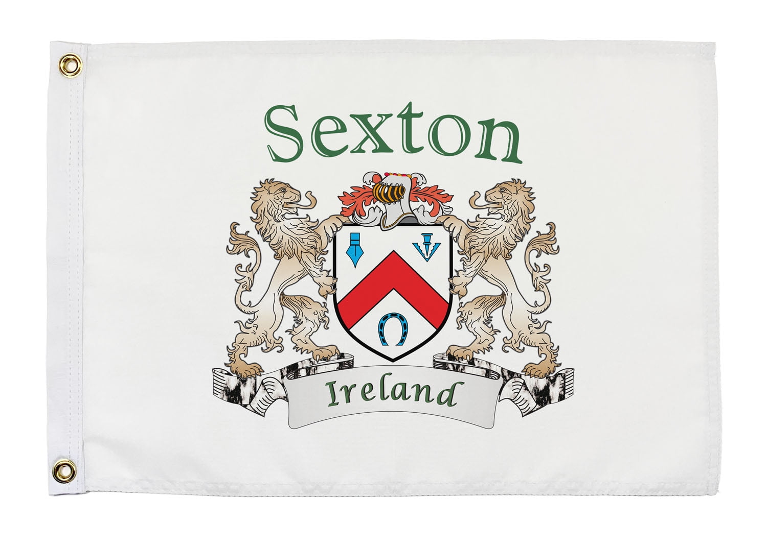 Sexton Irish Coat of Arms Small White Flag - 16"x10.5" inches - Walmart.com