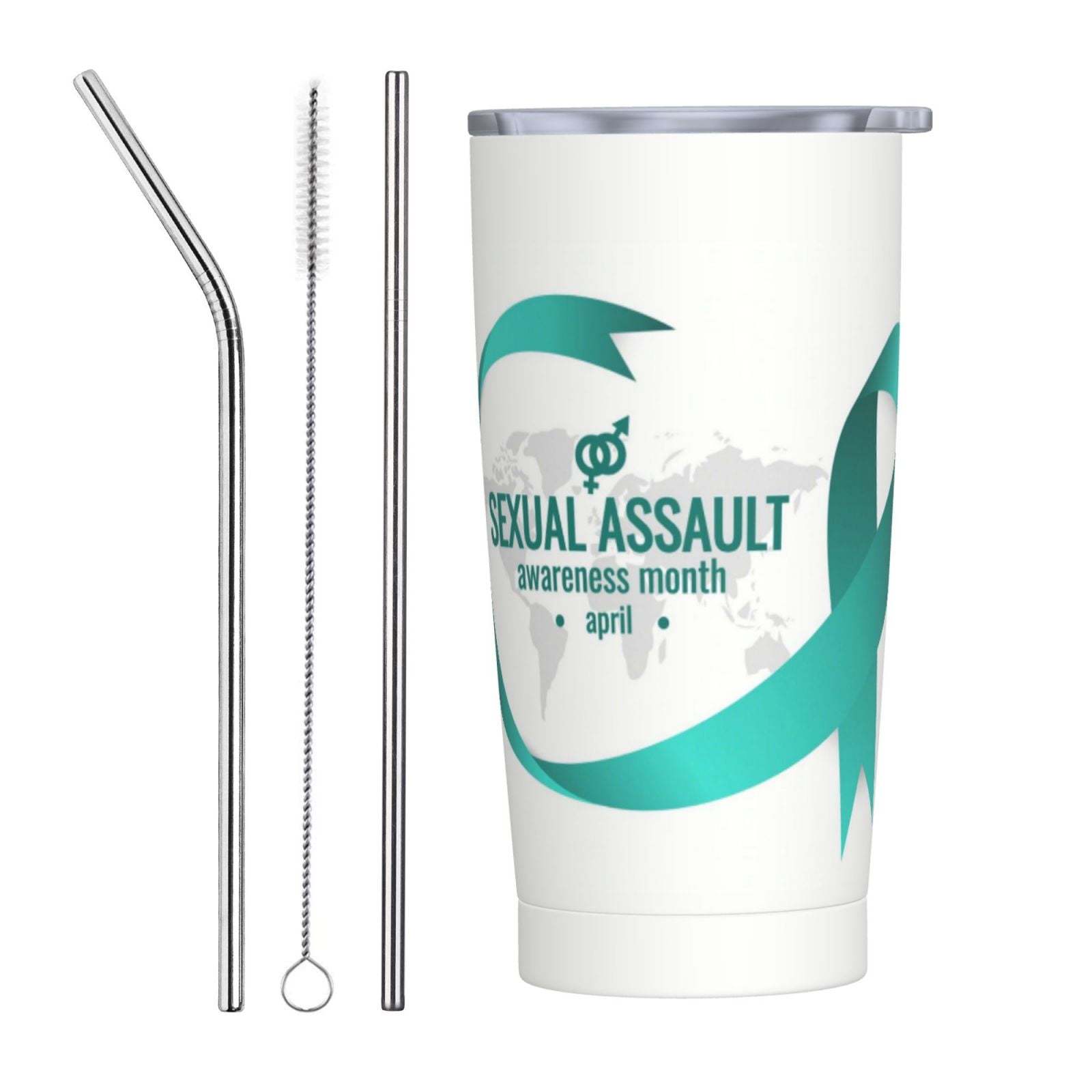 Sexual Assault Awareness Month 20oz Stainless Steel Thermal Cup With ...