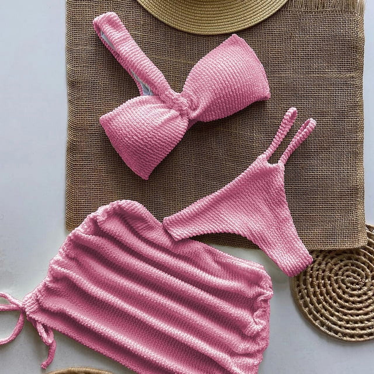 Sexy 3pieces Micro Bikini 2024 Women Swimsuit Female Swimwear Thong