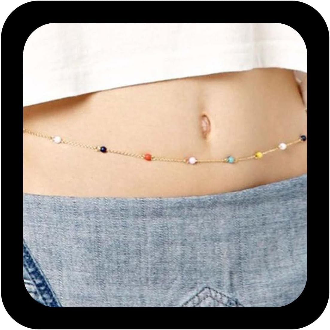 Sexy Beads Waist Chain Gold Body Chain Multicoloured Beads Belly Belt ...