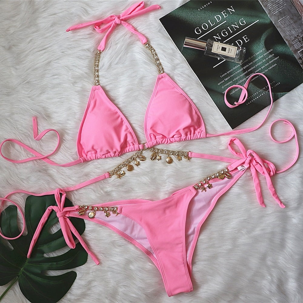 Sexy Bikinis Women's Solid Color Swimwear Female Swimsuit Swim Wear ...