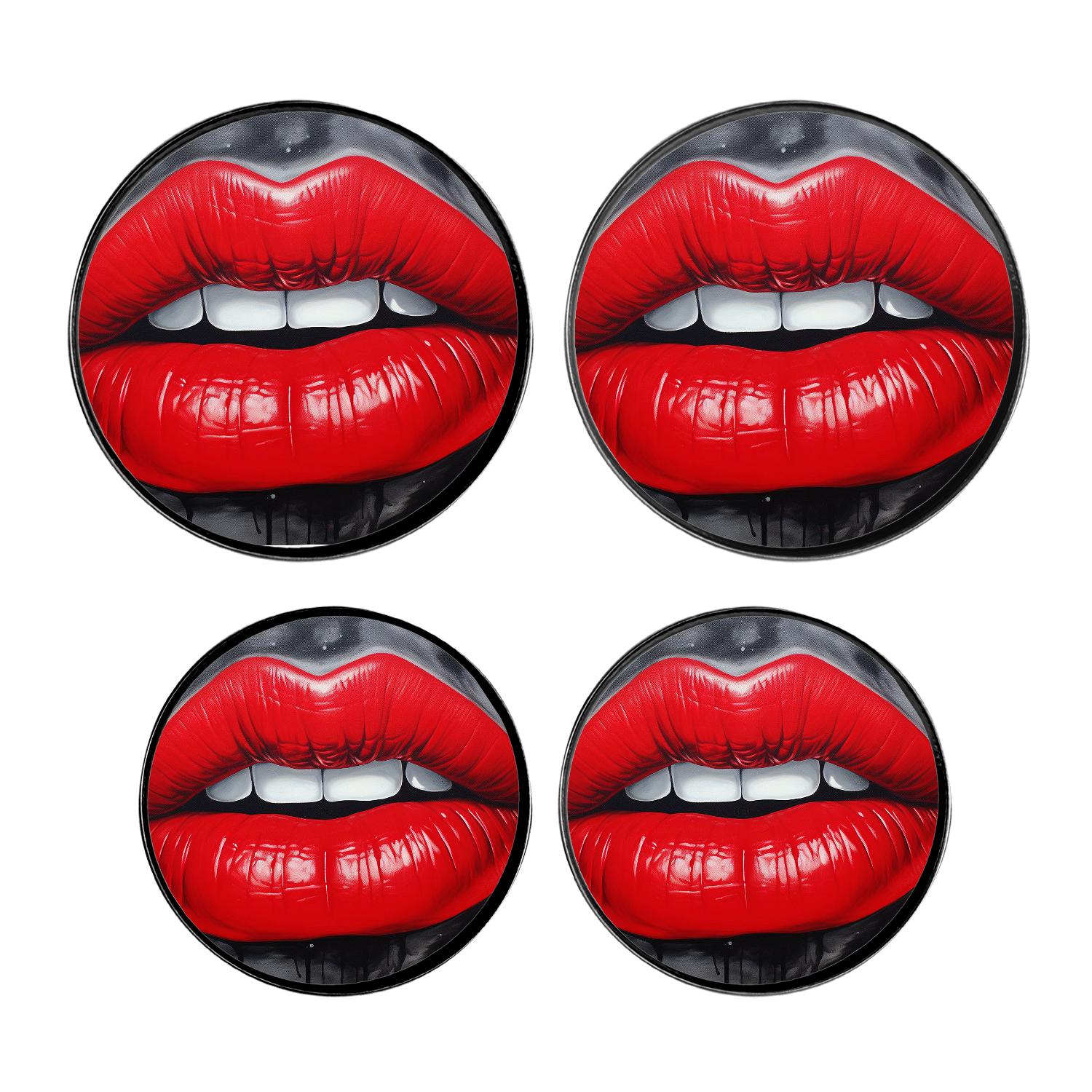 Sexy Biting Lips Woman Lip Black Print Stove Burner Covers Set,Gas ...