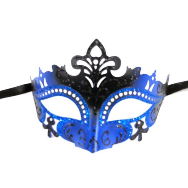 Sexy Black Blue Laser Cut Mardi Gras Masquerade Mask Prom Dance ...