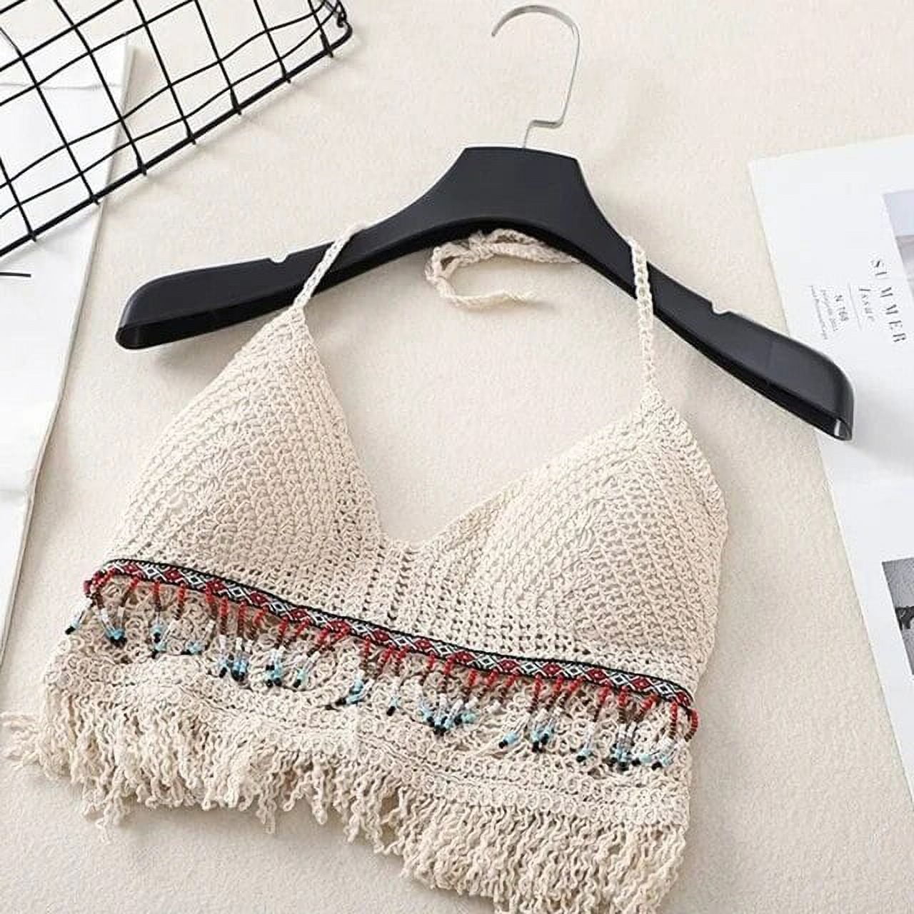 Sexy Boho Beach Holiday Camisole Halter Women Crochet Knit Swimsuit Bra ...