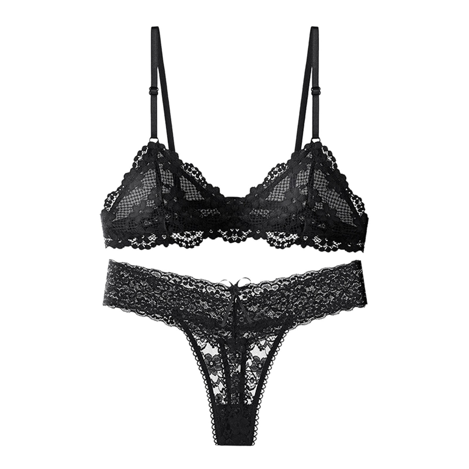 Sexy Bra And Panty Sets V Neck Female Comfortable Underwear Vest Floral Lace Lace Backless