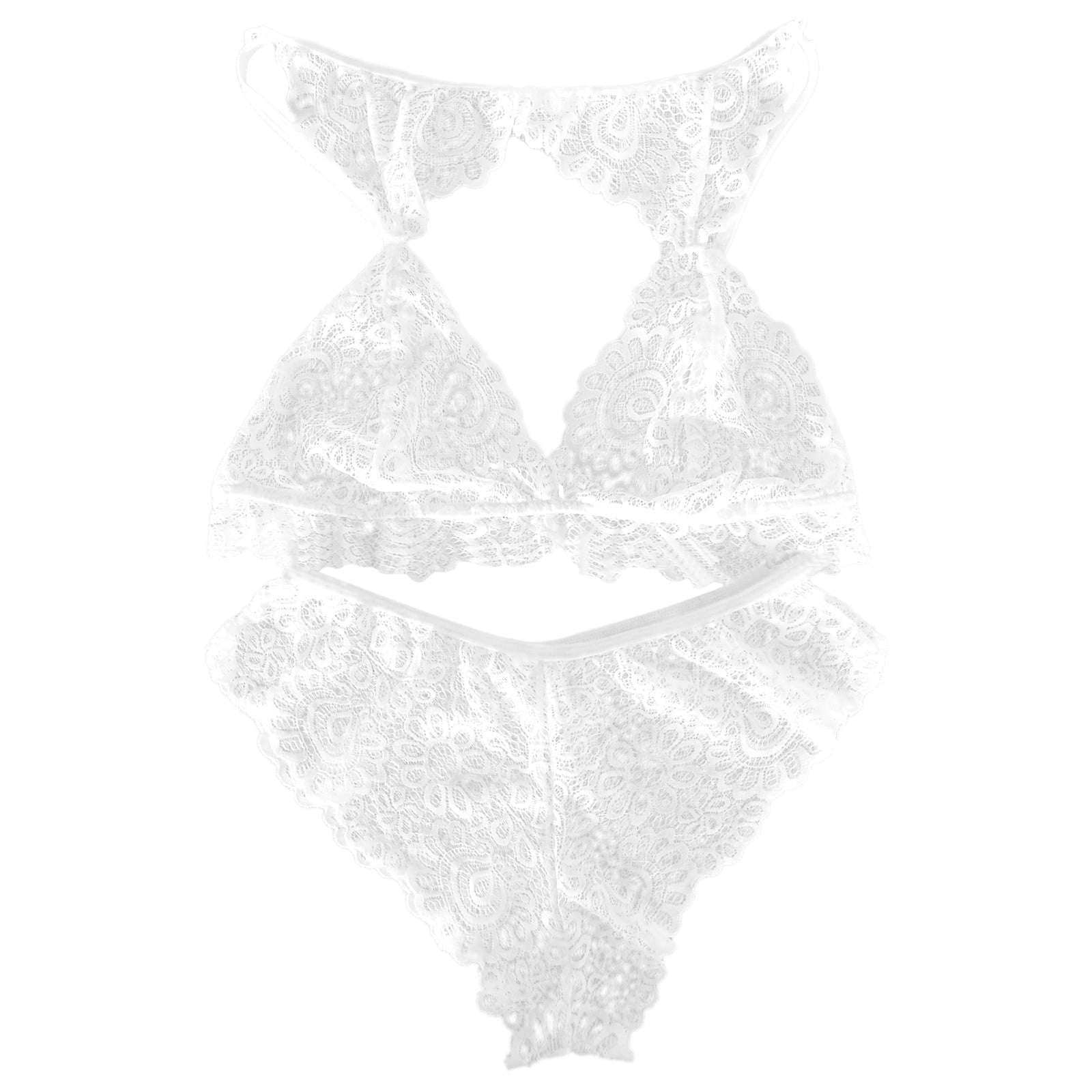 Sexy Bra And Panty Sets Lace Deep V See Through Lace Eyelashes Lace