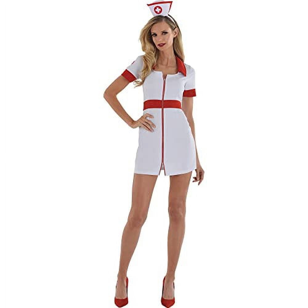 Sexy Call The Shot Nurses Dress Costume w/Headband - Medium (6-8 ...