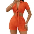 Sexy Crop Top And Shorts Set Short Sleeve Orange Women Two Piece Outfits Womens