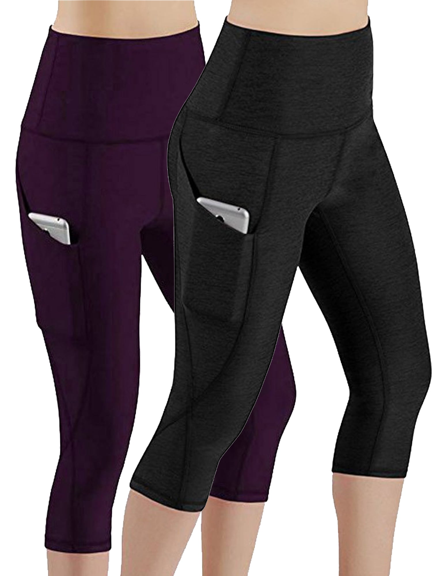 Sexy Dance 2 Pack Women's Workout Yoga Pants High Waist Capris Pocket ...