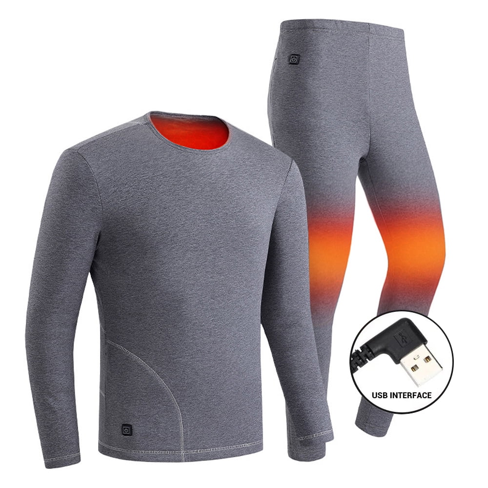 Sexy Dance Men Women Heated Underwear Top with Pants Set Washable USB ...