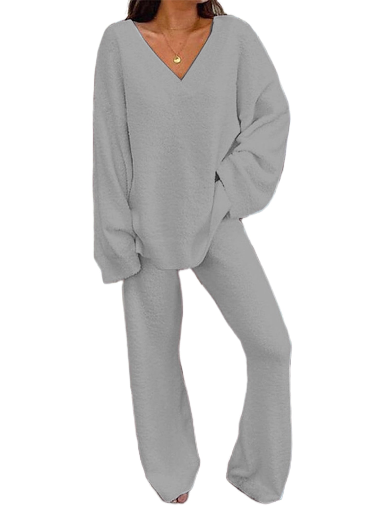 Capreze 2XL Soft Wear Sleep Lounge Sets, Comfy Loose Polar Fleece, V ...