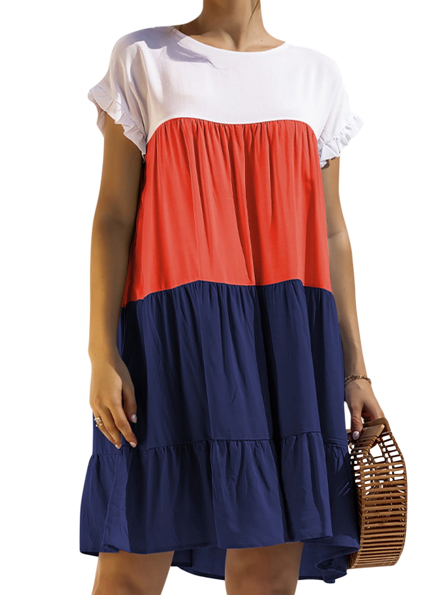 Sexy Dance Ruffle Hem Flutter Sleeve Dress For Women Beach Hoilday ...