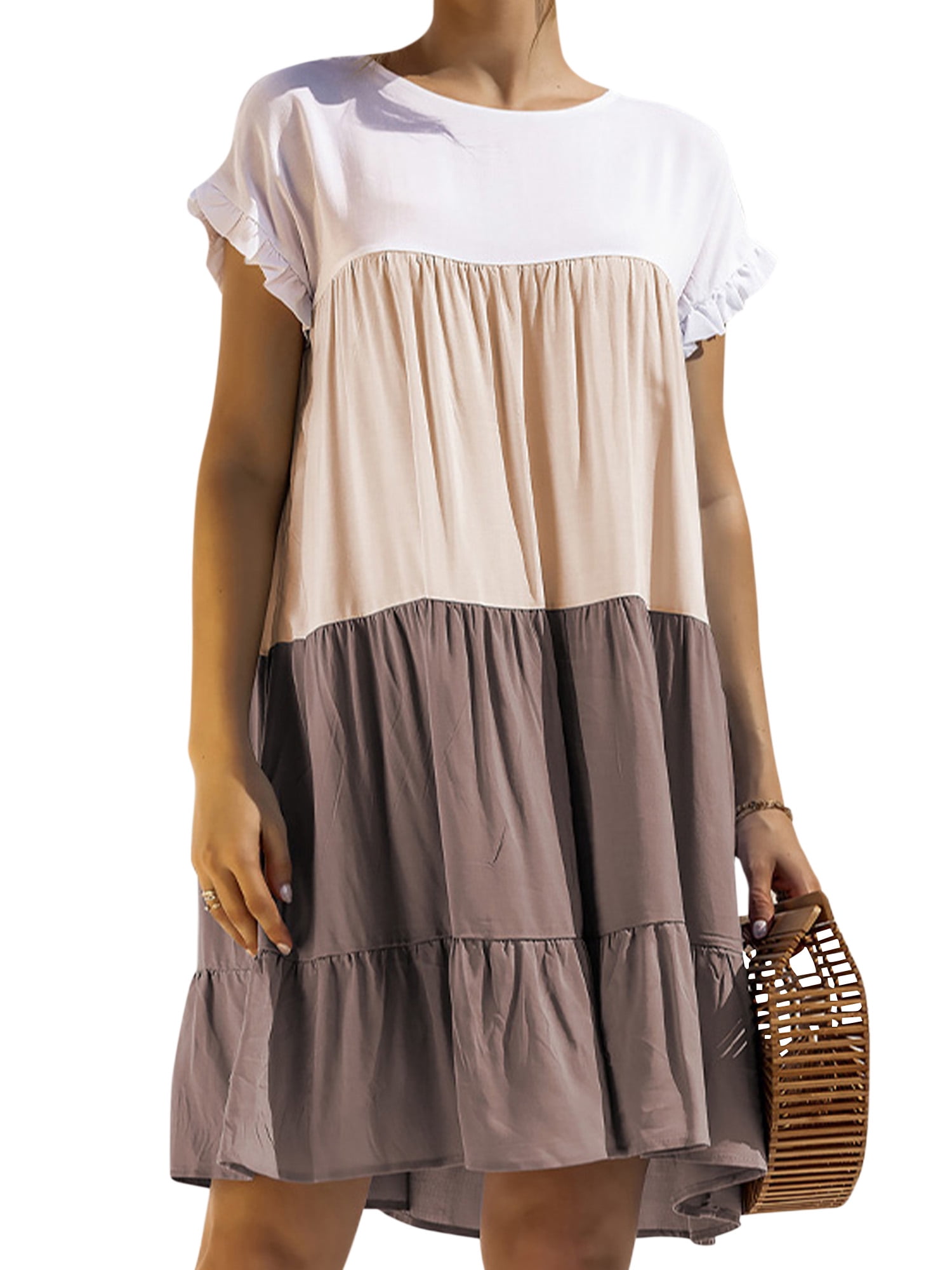 Sexy Dance Summer Ruffled Short Sleeve Shirt Dress for Women Holiday ...