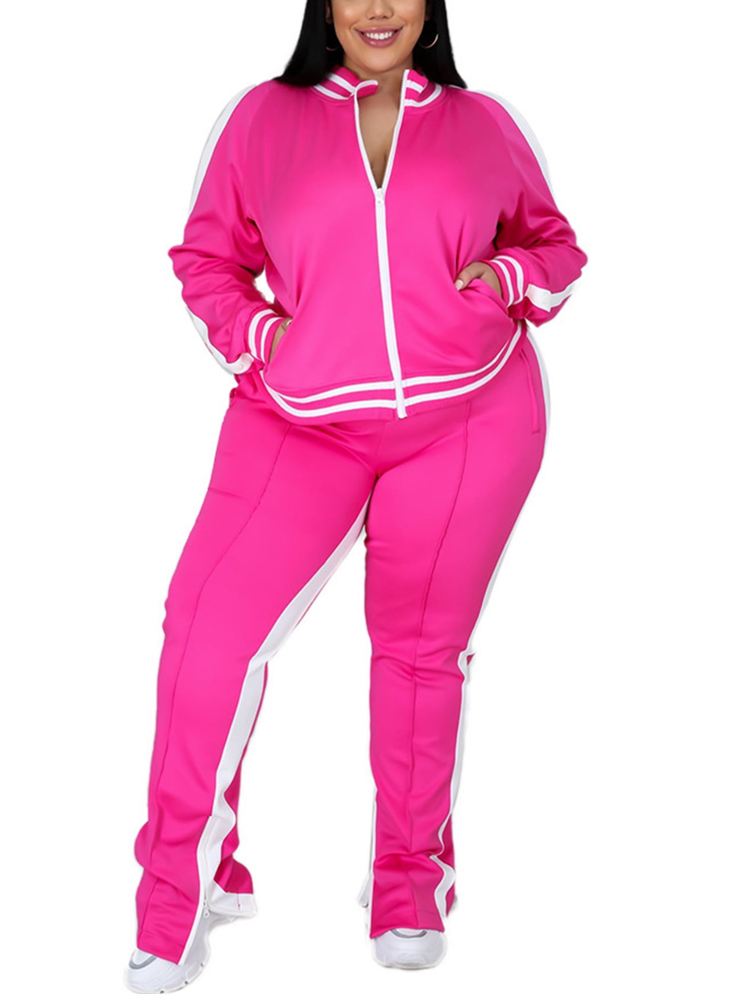 Haite Women's Plus Size 2 Piece Sweatsuit Joggers, Oversized Long ...