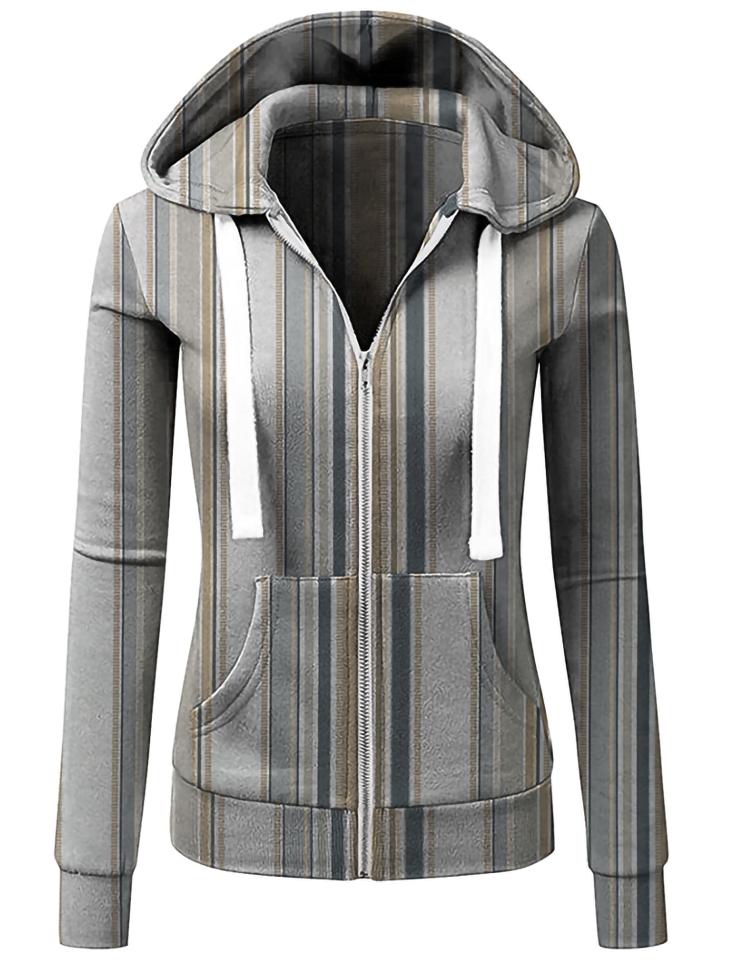 Sexy Dance Womens Striped Print Hoodies Long Sleeve Zip Up Casual ...