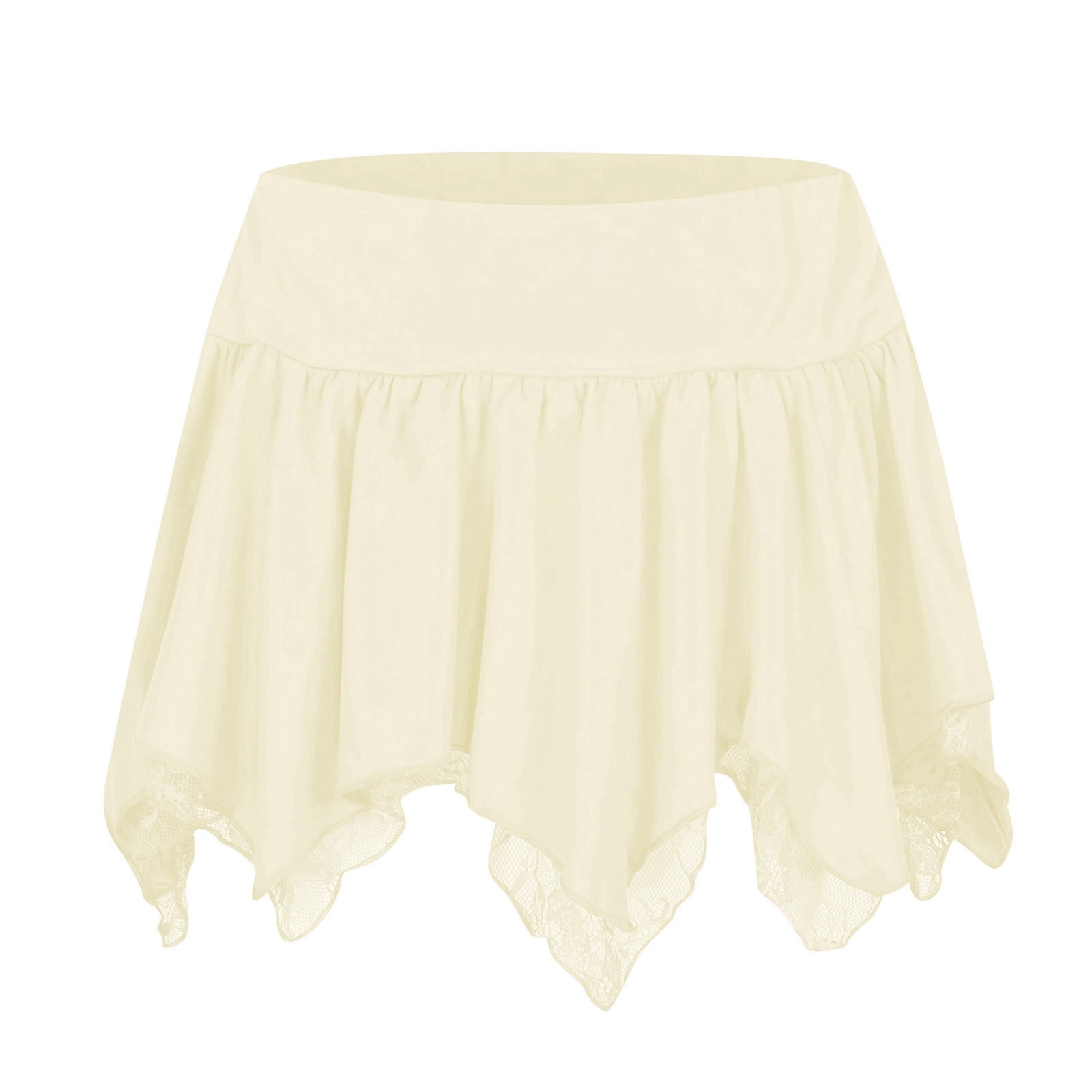 Sexy Double Lace Irregular Low Rise Mini Skirt High Split Skirt ...