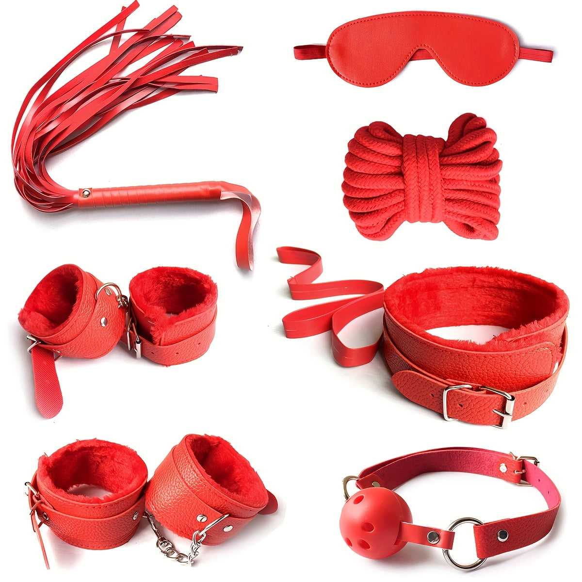 Sexy Erotic Bondage Set For Women Includes Round Ballgag Handcuffs Blindfold Rope And Sexy
