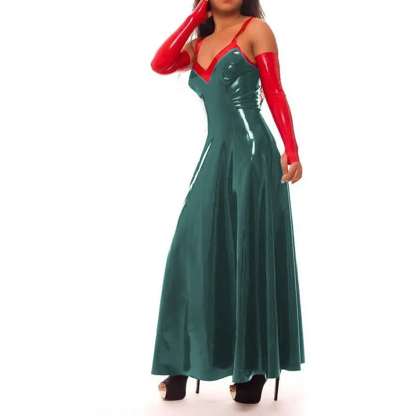 Sexy Even Party Dresses PVC Leather Spaghetti Stap Patchwork Bodycon ...