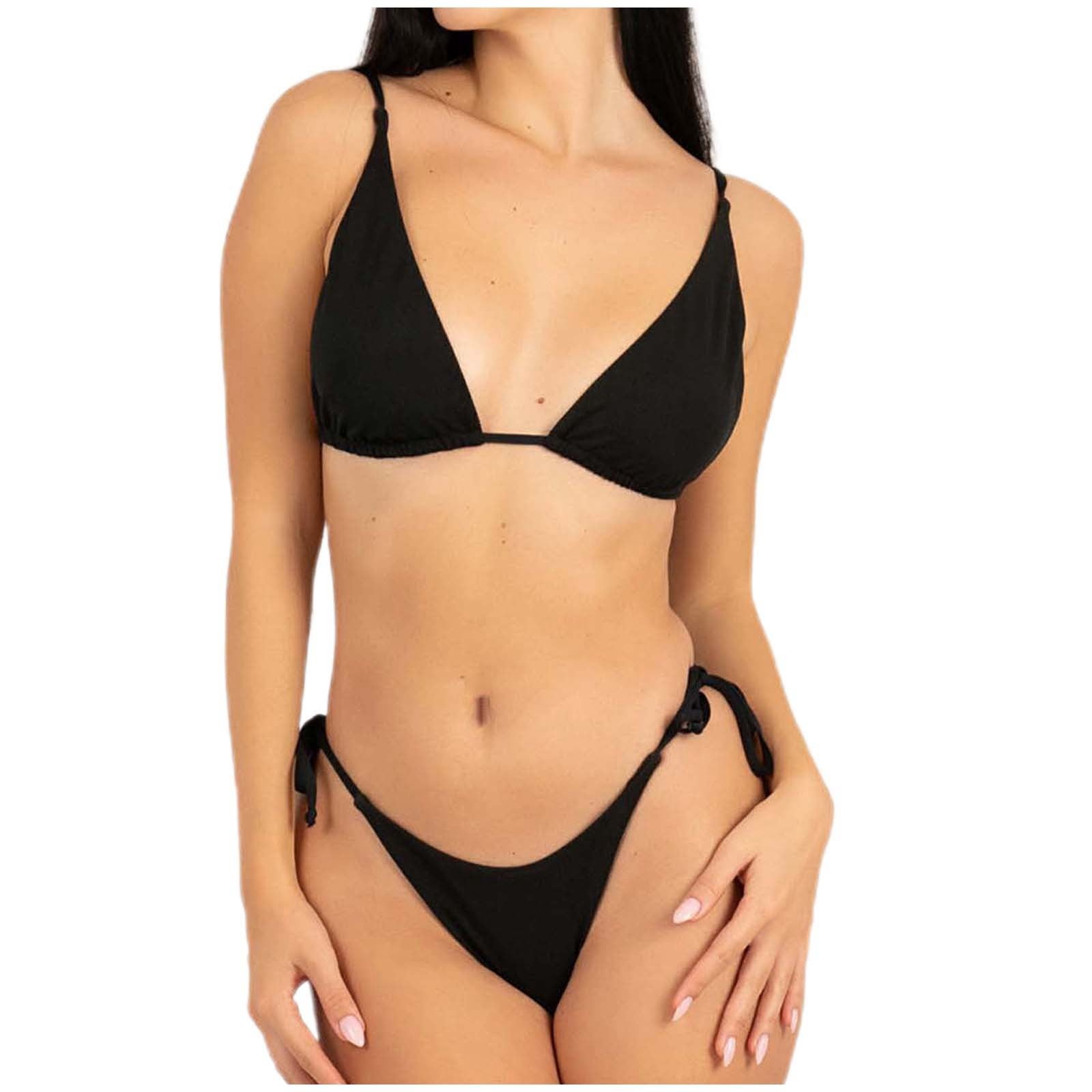Sexy Fashion Bandeau Sunbathing Bikini Tan Without Tan Lines Breathable Triangle Cups With Tie ...
