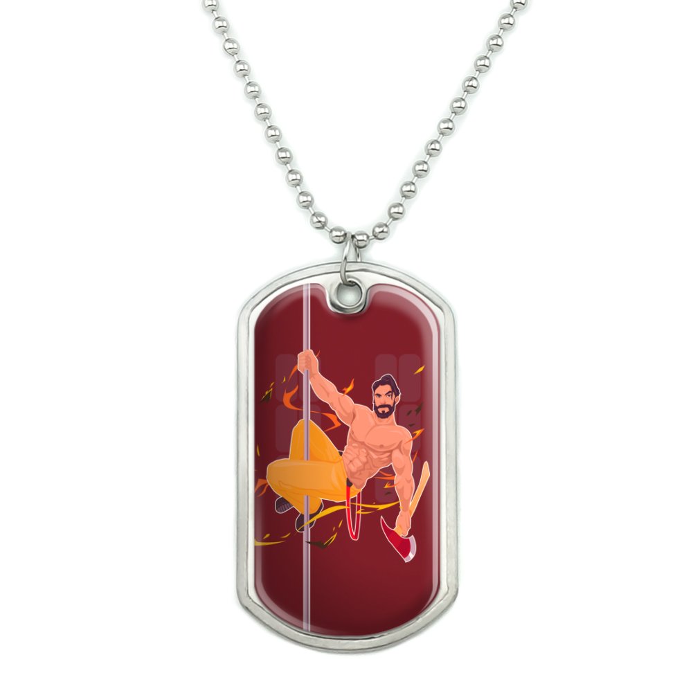 Sexy Fireman Sliding Down Pole With Axe Military Dog Tag Pendant ...