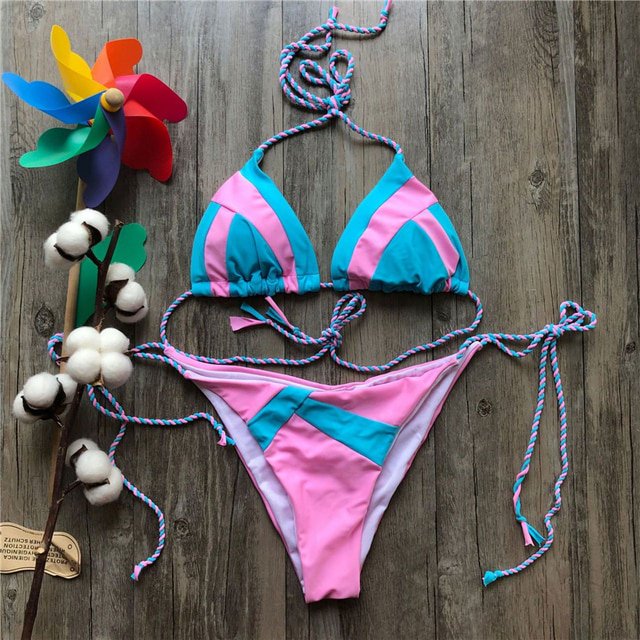 Sexy Halter Swimsuit Women Thong Micro Bikini Push Up 2023 Brazilian