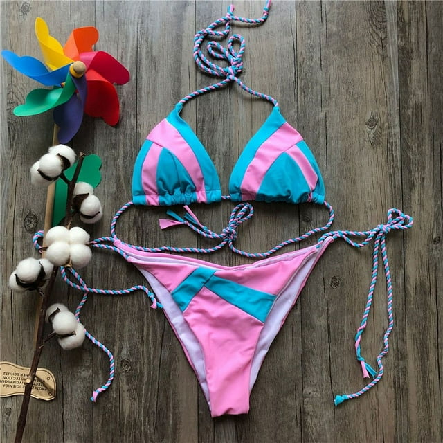 Sexy Halter Swimsuit Women Thong Micro Bikini Push Up 2023 Brazilian