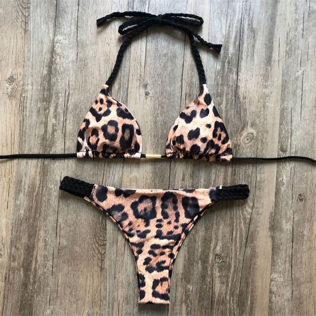 Sexy Halter Swimsuit Women Thong Micro Bikini Push Up 2023 Brazilian