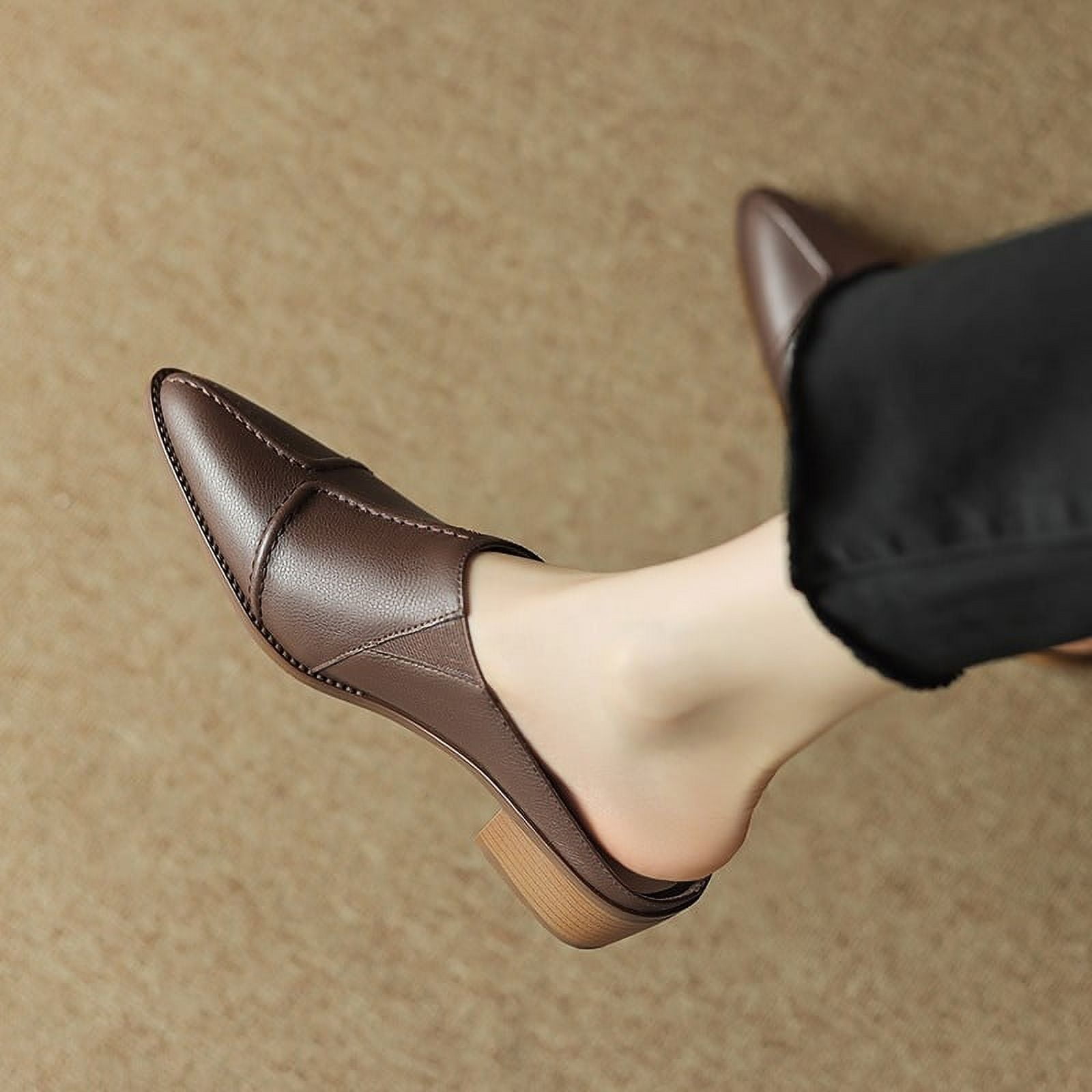 Sexy High Heel Mules Ladies Leather Sole Slippers Women Pointed Toe ...