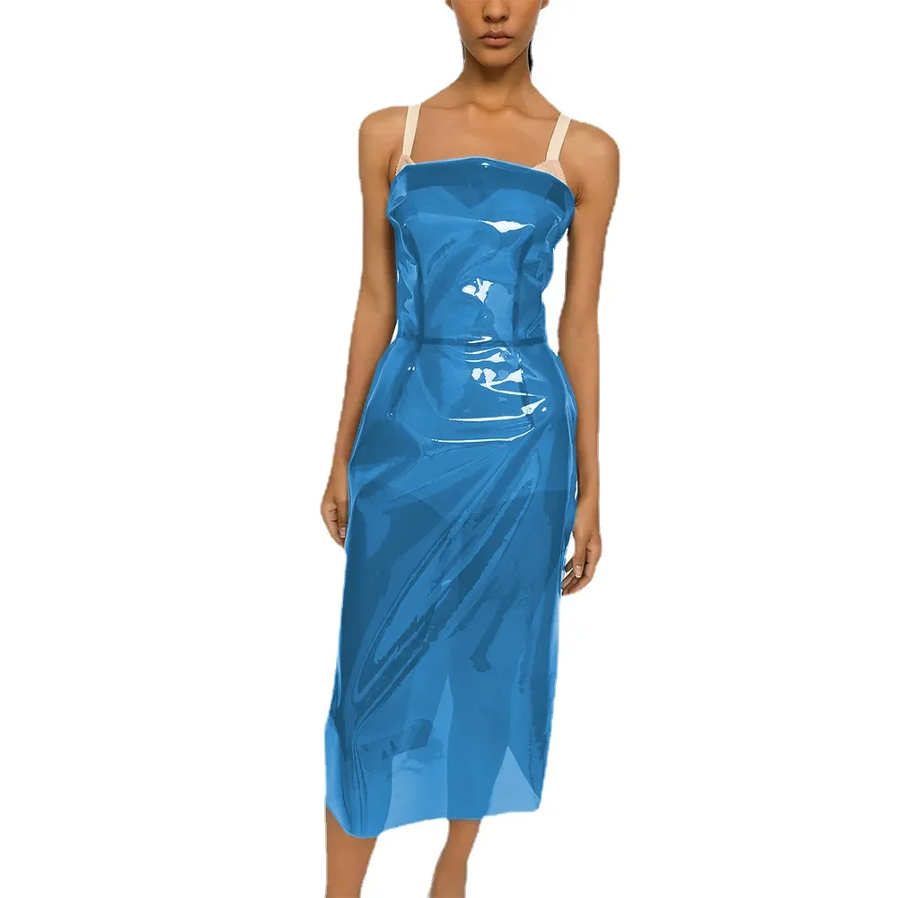 Sexy Lady Clear Plastic PVC Backless Midi Dress Strapless Perspective ...