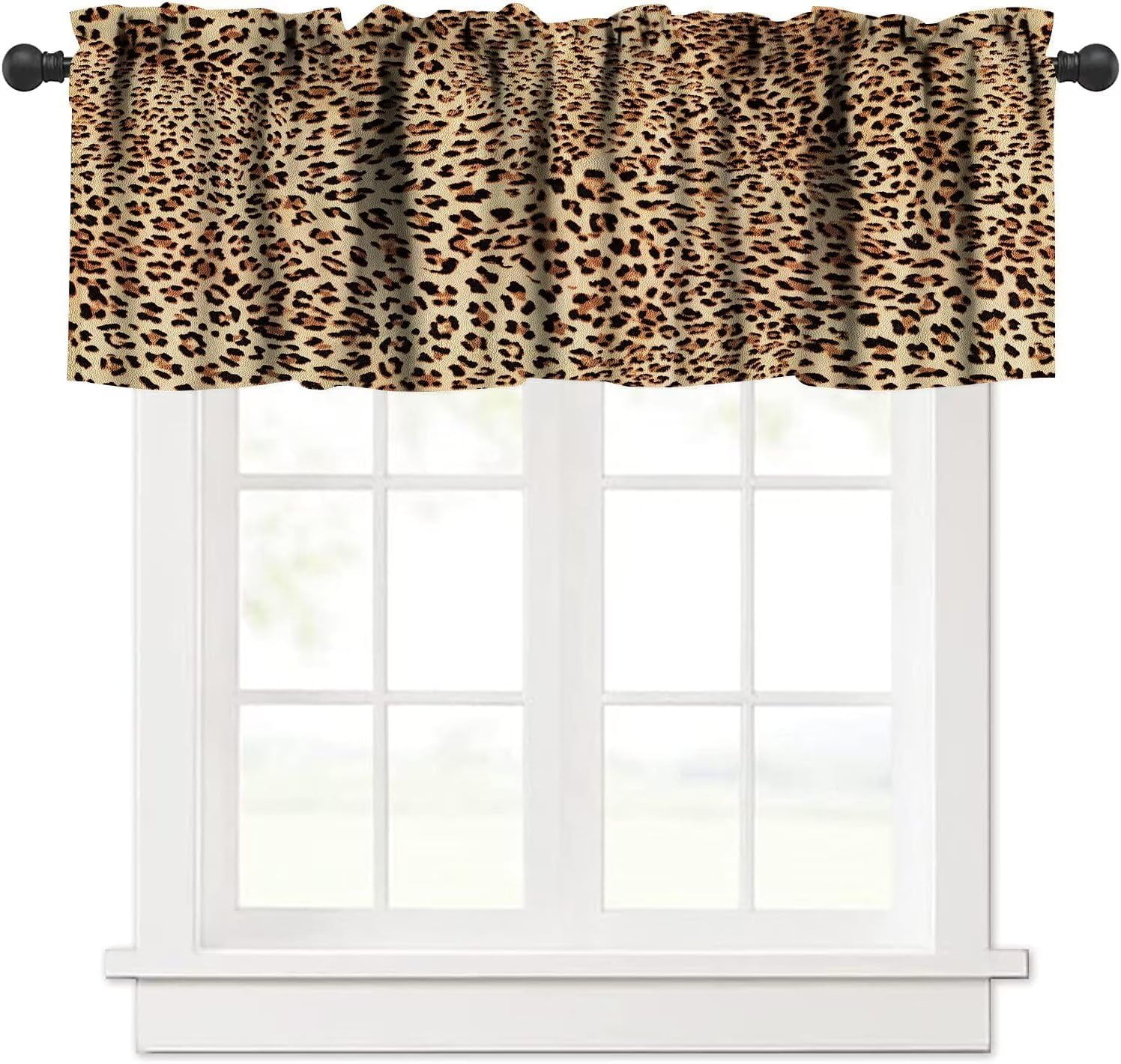 Sexy Leopard Print Valance Curtain Brown Animal Texture Wild Animals ...