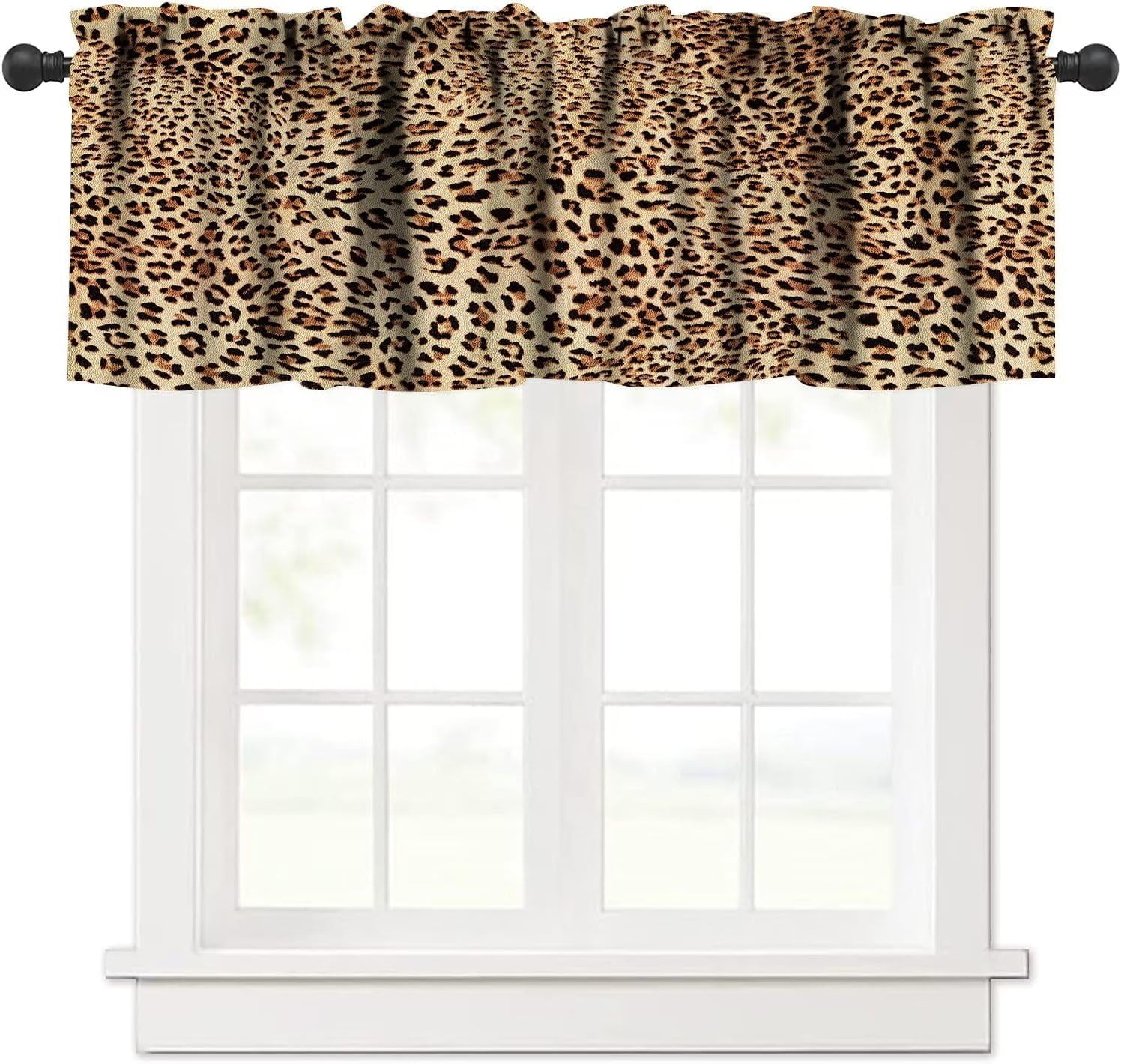 Sexy Leopard Print Valance Curtain Brown Animal Texture Wild Animals ...