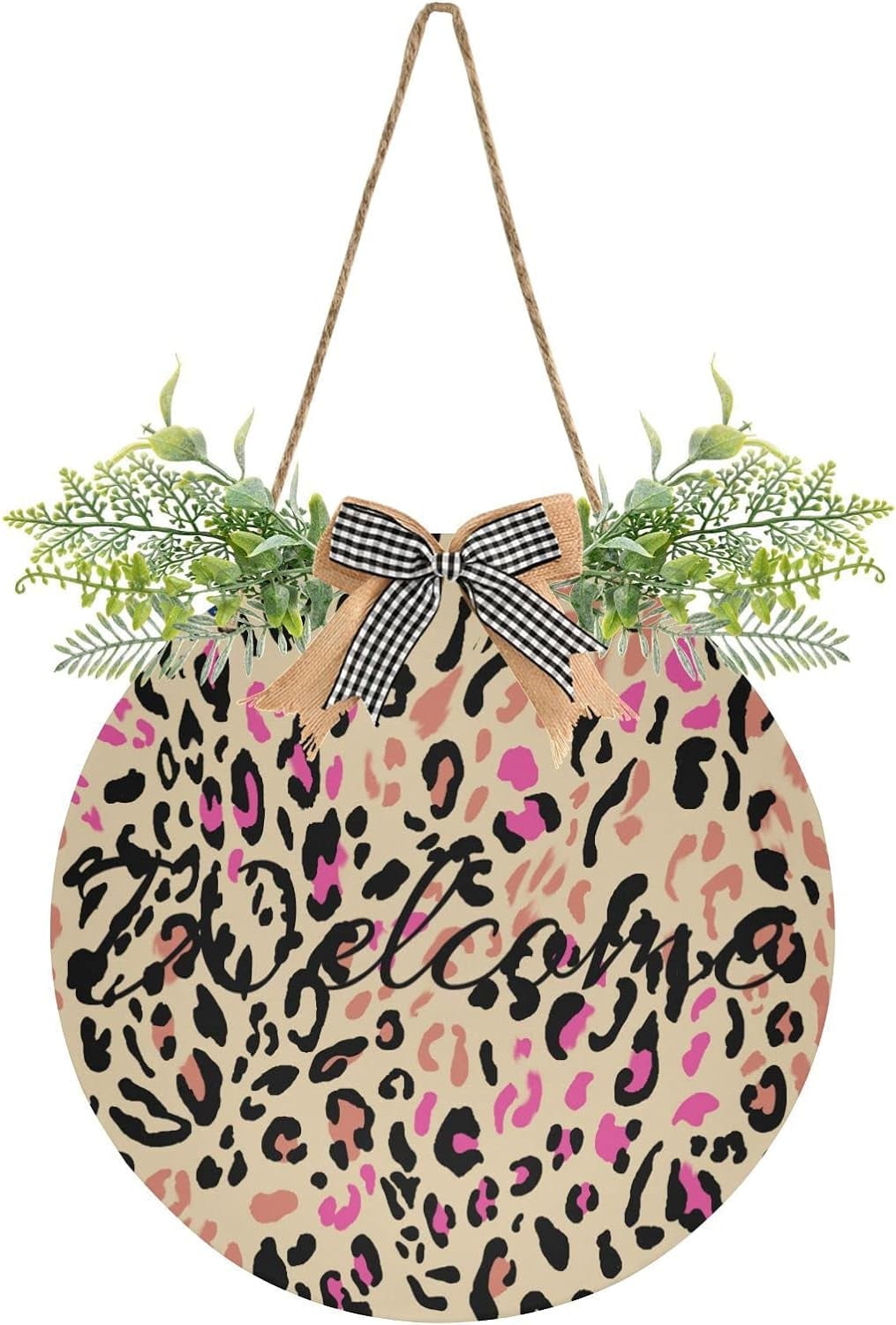 Sexy Leopard Print Welcome Sign for Front Door, Round Sign Hanging ...