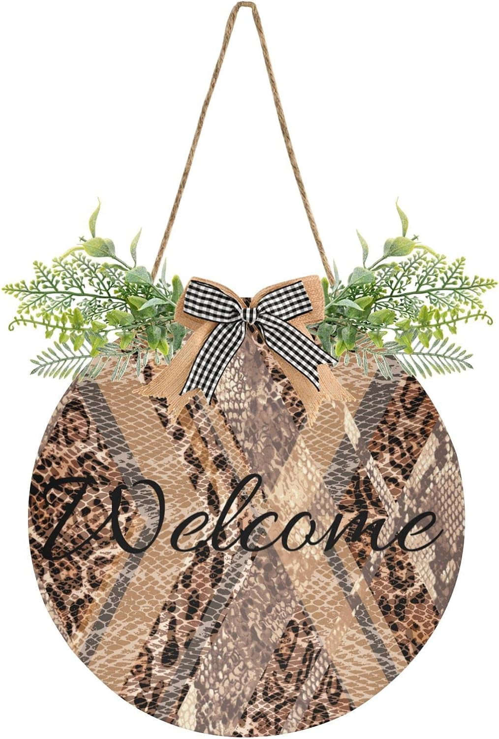 Sexy Leopard Print Welcome Sign for Front Door, Round Sign Hanging ...