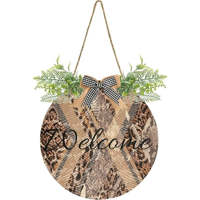 Sexy Leopard Print Welcome Sign for Front Door, Round Sign Hanging ...