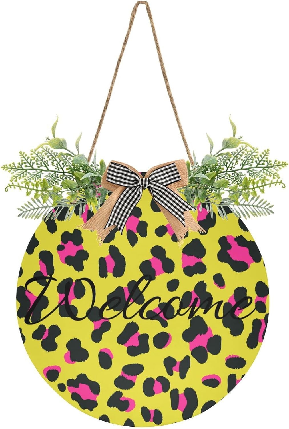 Sexy Leopard Print Welcome Sign for Front Door, Round Sign Hanging ...