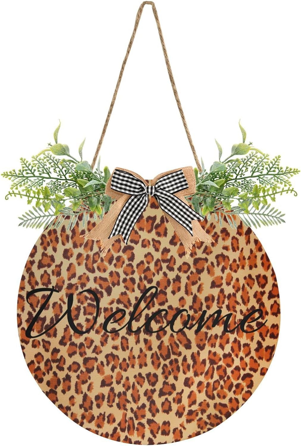 Sexy Leopard Print Welcome Sign for Front Door, Round Sign Hanging ...
