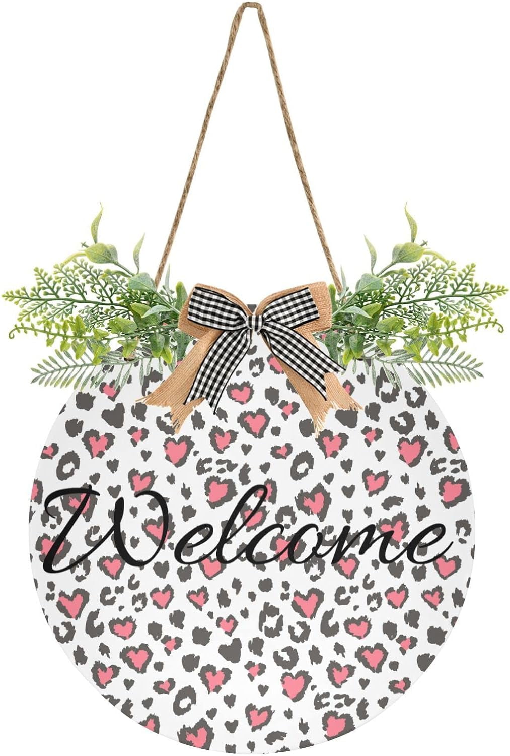 Sexy Leopard Print Welcome Sign for Front Door, Round Sign Hanging ...