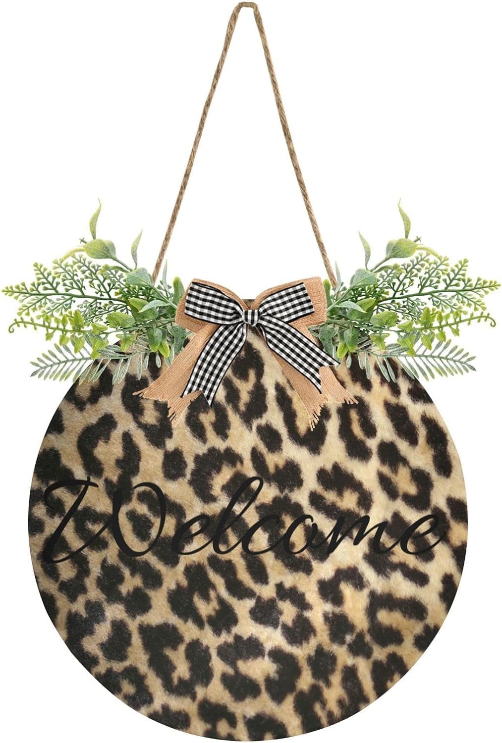 Sexy Leopard Print Welcome Sign for Front Door, Round Sign Hanging ...
