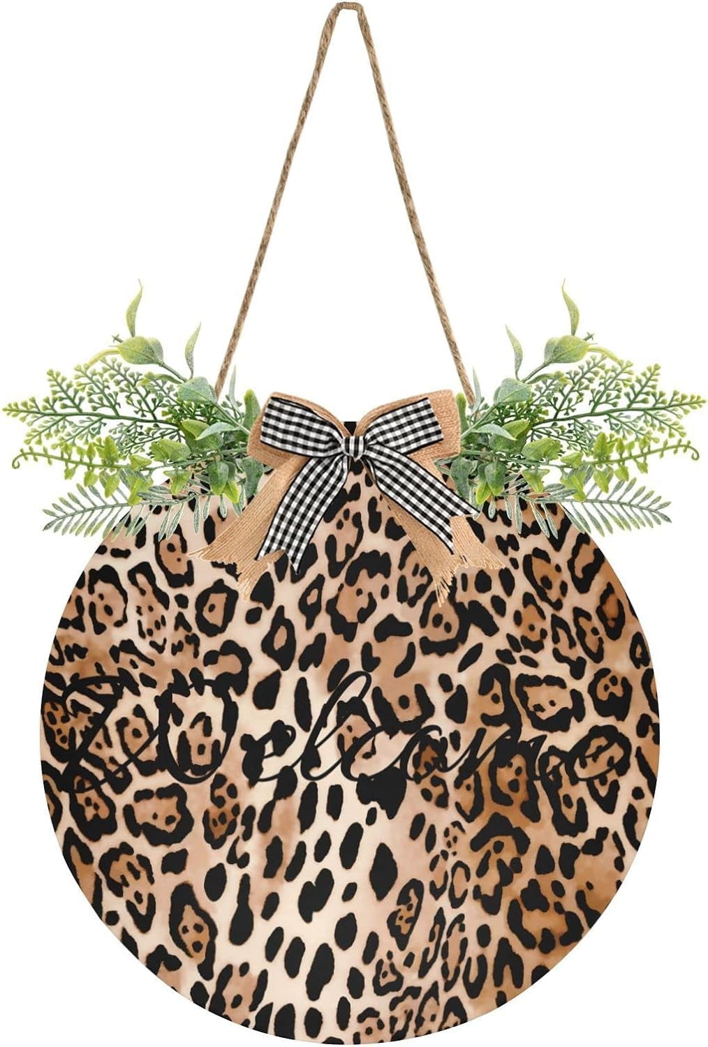 Sexy Leopard Print Welcome Sign for Front Door, Round Sign Hanging ...