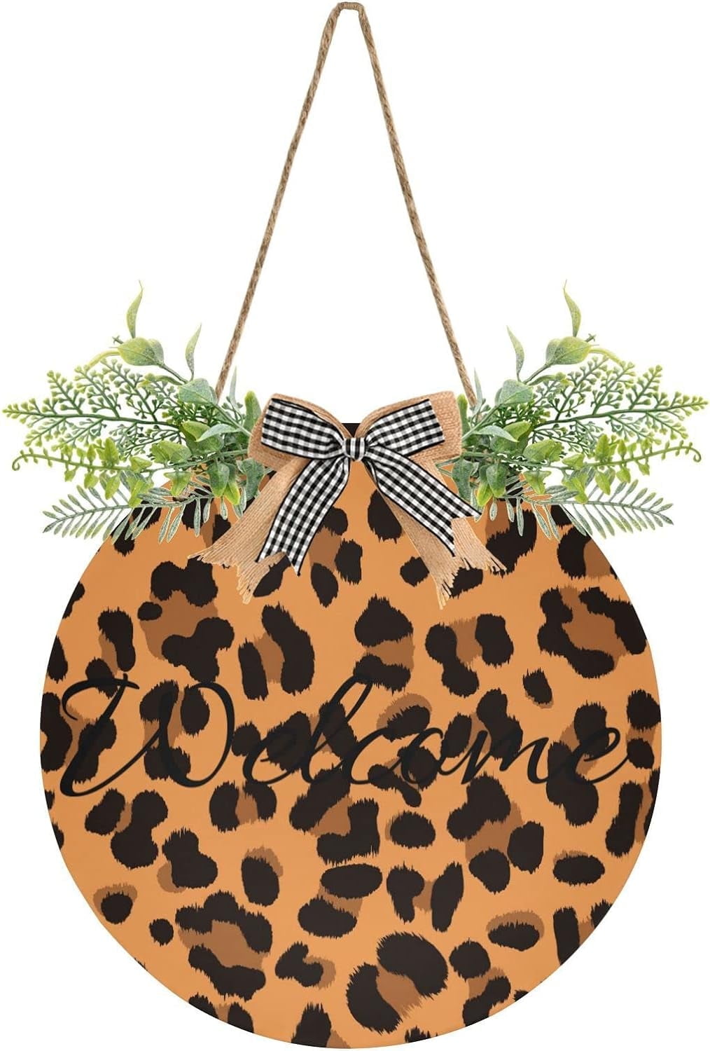 Sexy Leopard Print Welcome Sign for Front Door, Round Sign Hanging ...