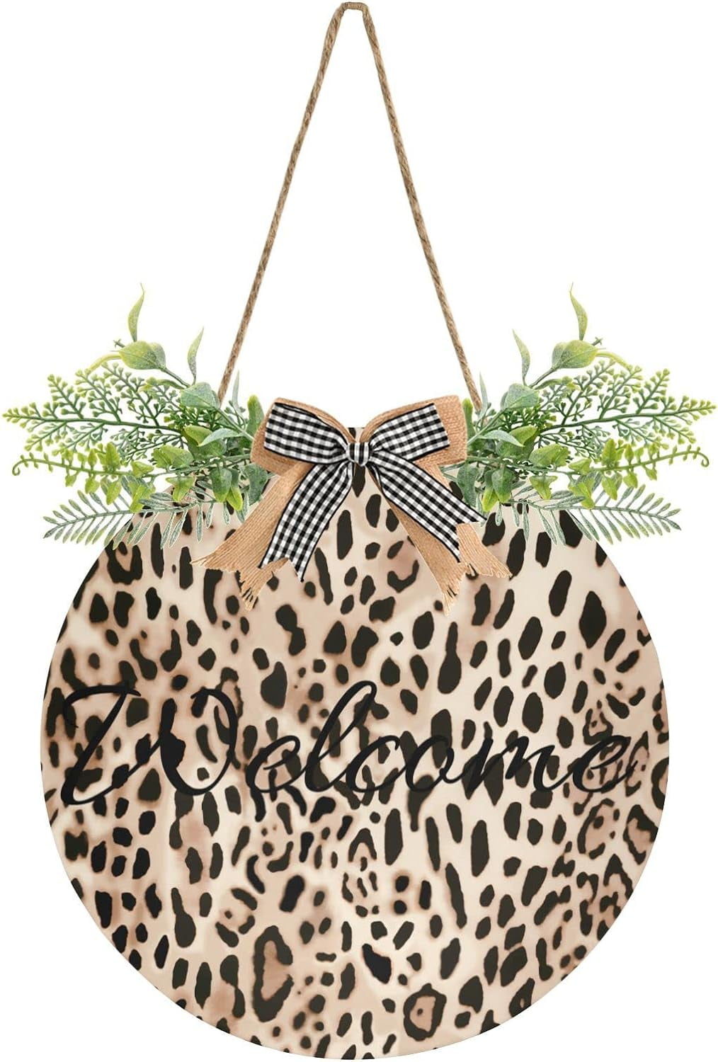 Sexy Leopard Print Welcome Sign for Front Door, Round Sign Hanging ...