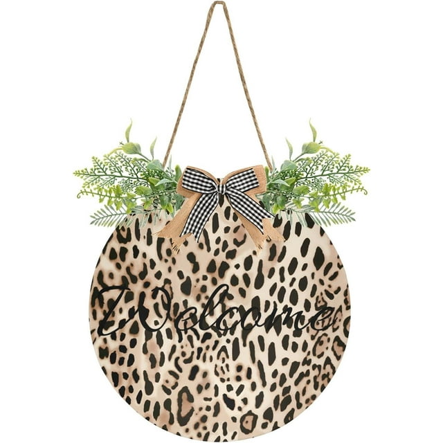 Sexy Leopard Print Welcome Sign for Front Door, Round Sign Hanging ...