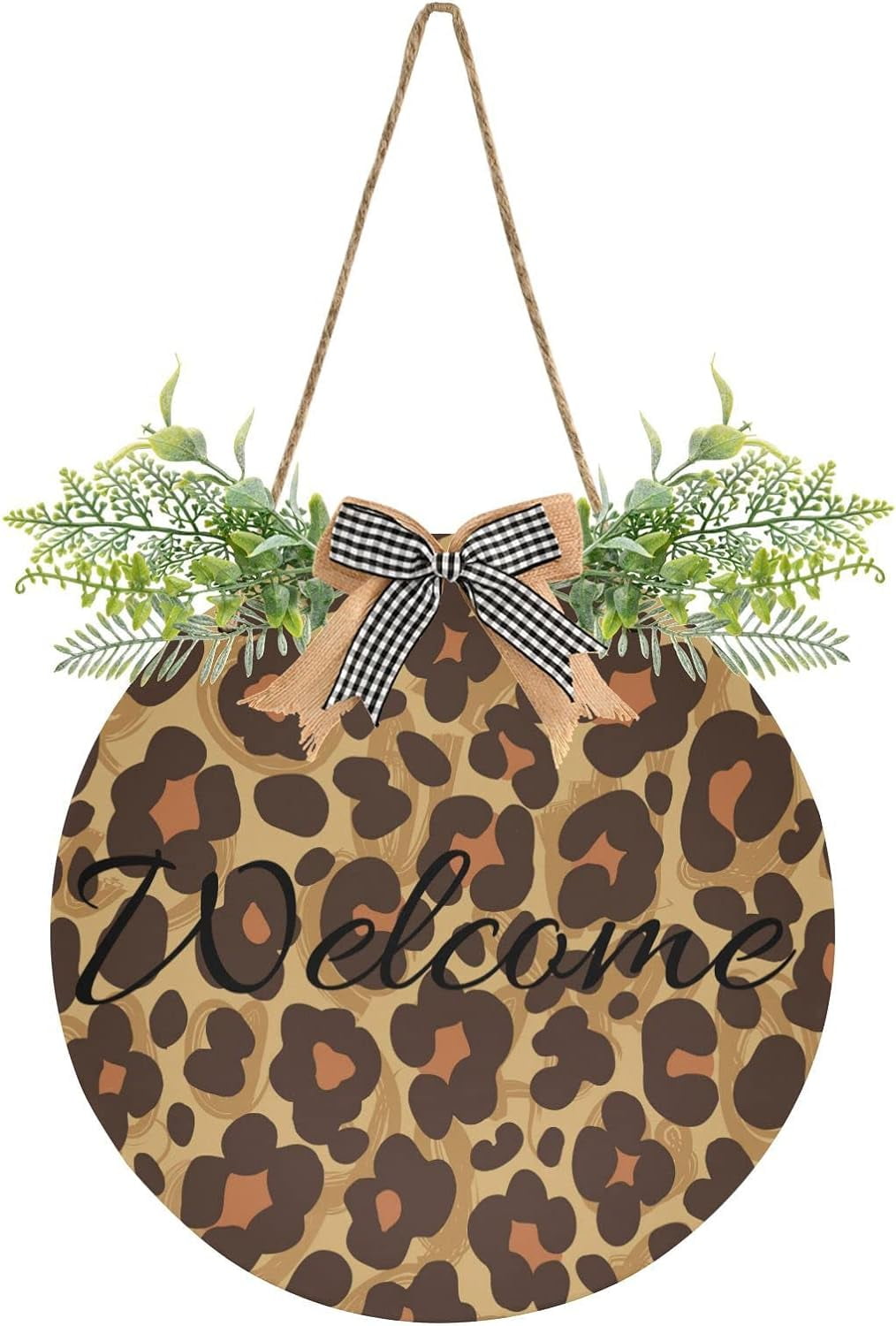 Sexy Leopard Print Welcome Sign for Front Door, Round Sign Hanging ...