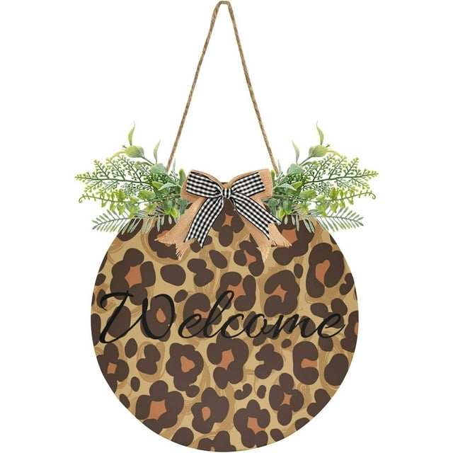 Sexy Leopard Print Welcome Sign for Front Door, Round Sign Hanging ...
