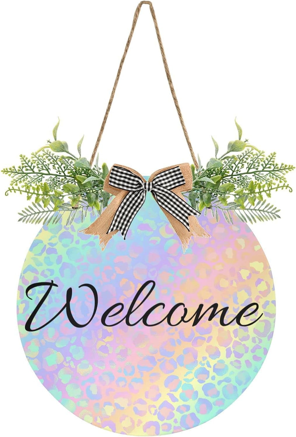 Sexy Leopard Print Welcome Sign for Front Door, Round Sign Hanging ...