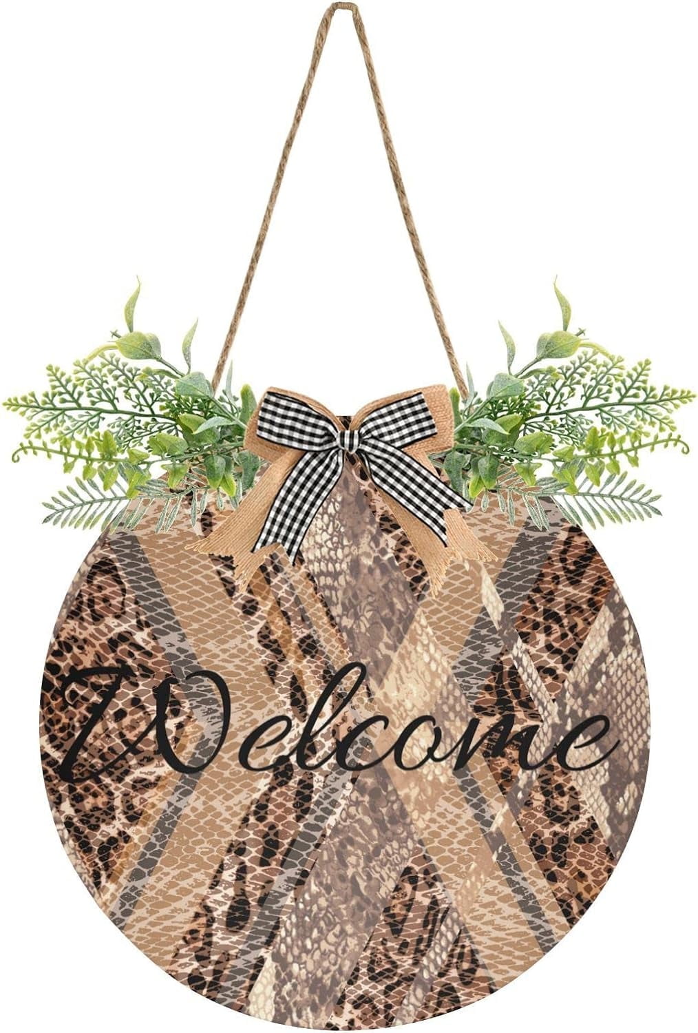 Sexy Leopard Print Welcome Sign for Front Door, Round Sign Hanging ...