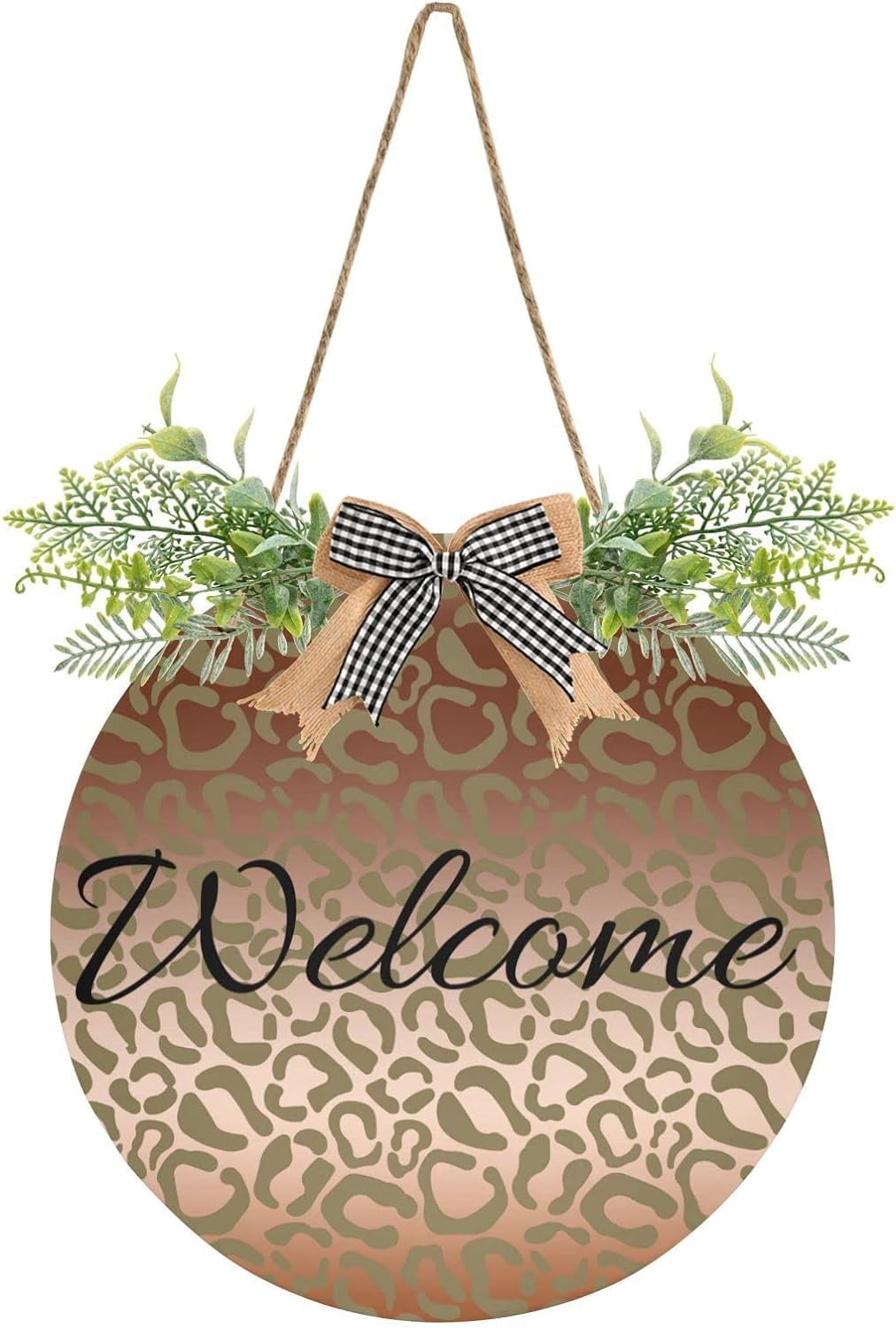 Sexy Leopard Print Welcome Sign for Front Door, Round Sign Hanging ...