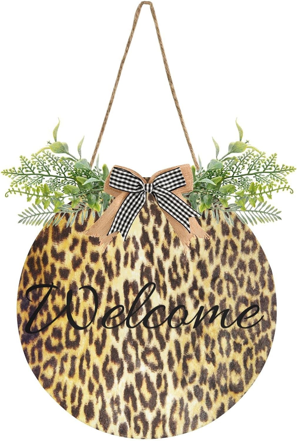 Sexy Leopard Print Welcome Sign for Front Door, Round Sign Hanging ...