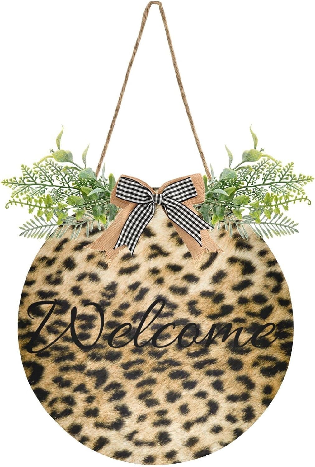 Sexy Leopard Print Welcome Sign for Front Door, Round Sign Hanging ...