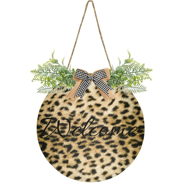 Sexy Leopard Print Welcome Sign for Front Door, Round Sign Hanging ...